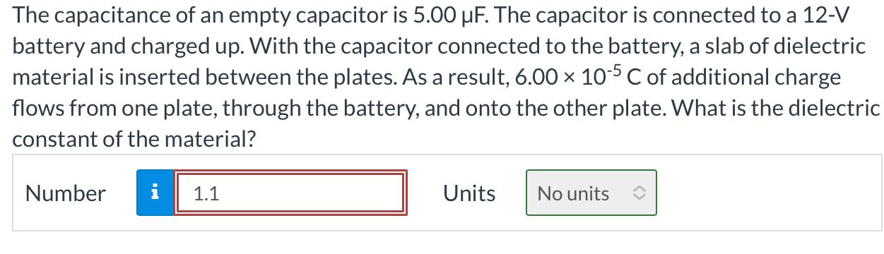 [solved] The Capacitance Of An Empty Capacitor Is 5 00