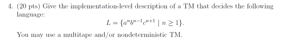 Solved Give the implementation-level description of a TM | Chegg.com