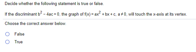 Solved Decide whether the following statement is true or | Chegg.com