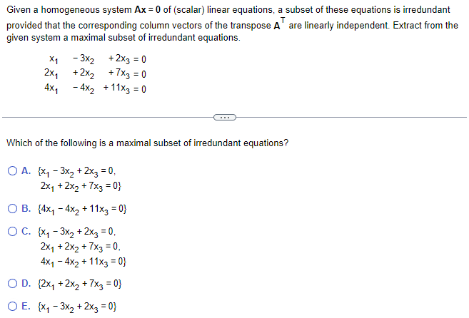 Solved Given a homogeneous system Ax=0 of (scalar) linear | Chegg.com