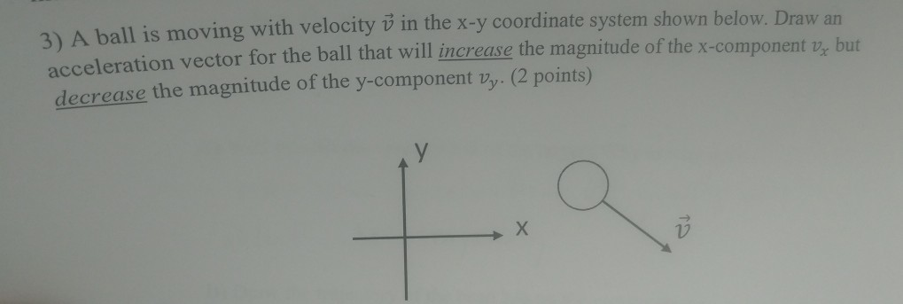 Solved 3) A ball is moving with velocity v in the x-y | Chegg.com