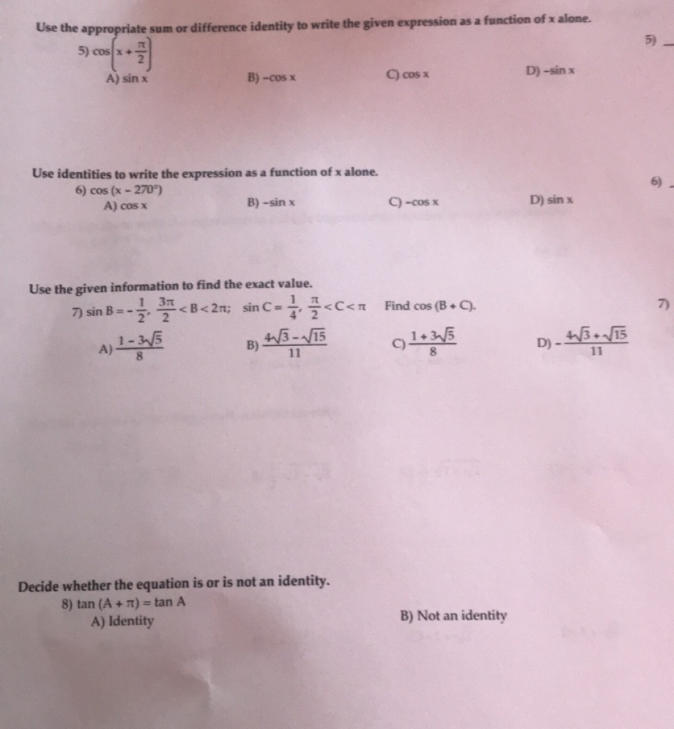 Solved function of x alone. Use the appropriate sum or | Chegg.com