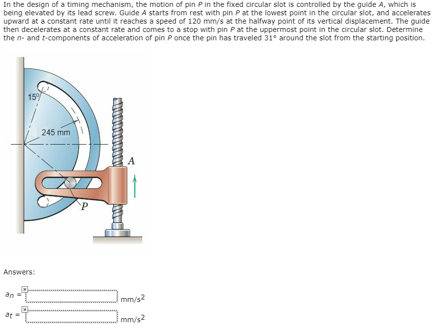 Solved In the design of a timing mechanism, the motion of | Chegg.com