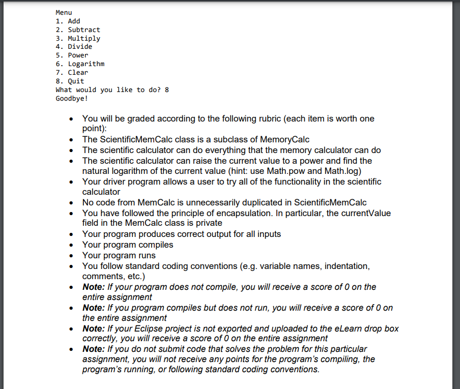 Solved 09. Assignment 9 - Scientific Memory Calculator In | Chegg.com