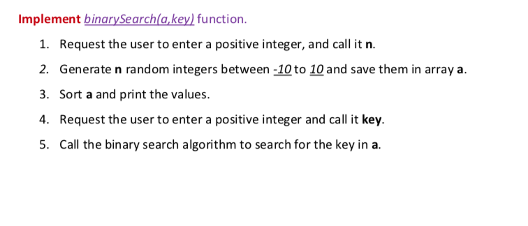 Solved Implement Binarysearchakey Function 1 Request 