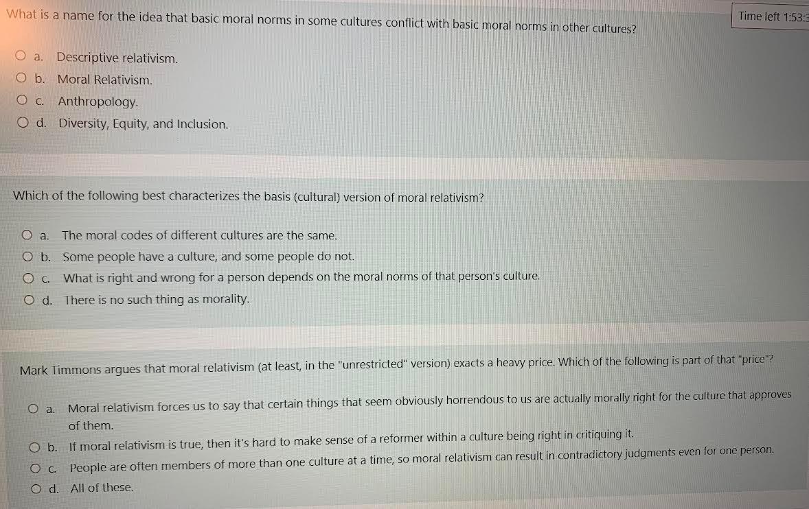 What is a name for the idea that basic moral norms in | Chegg.com