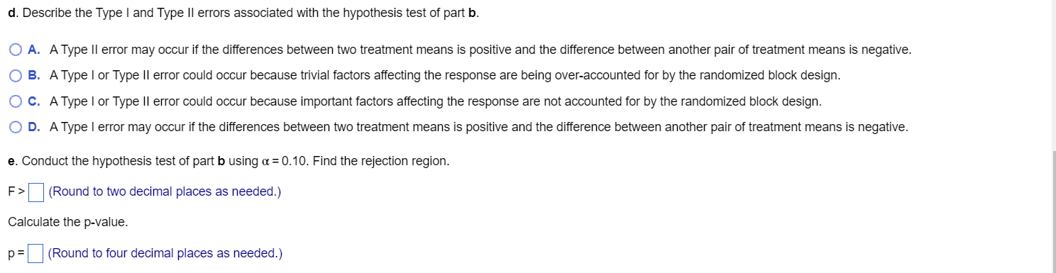 Solved An experiment was conducted using a randomized block | Chegg.com