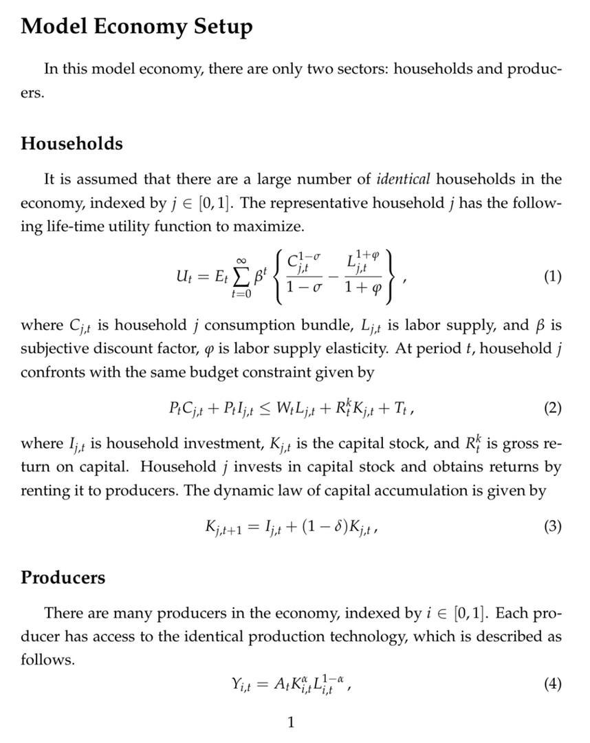 Solved Model Economy Setup In this model economy, there are | Chegg.com
