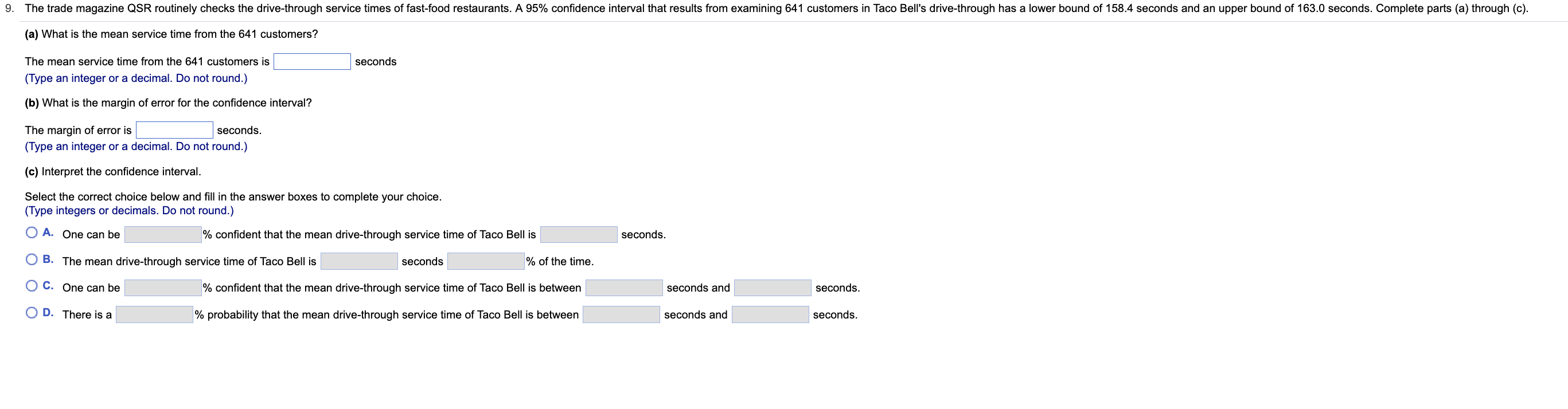 Solved (a) What is the mean service time from the 641 | Chegg.com