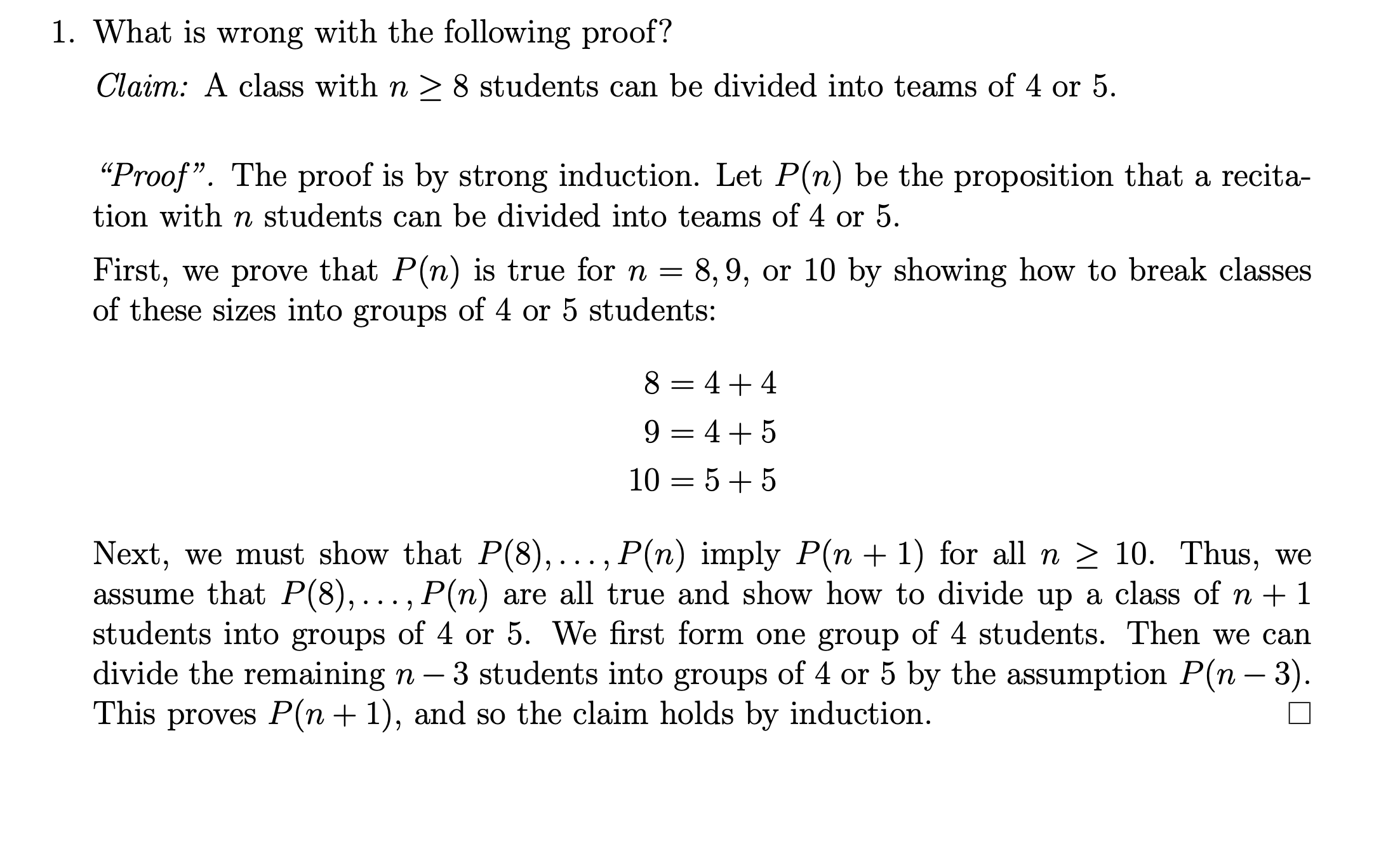 Solved What is wrong with the following proof? Claim: A | Chegg.com
