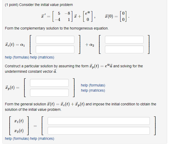 Solved (1 point) Consider the initial value problem | Chegg.com