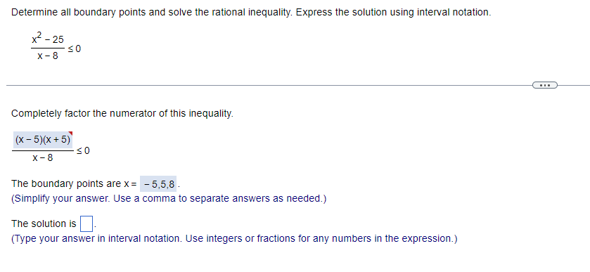 Solved Determine all boundary points and solve the rational | Chegg.com