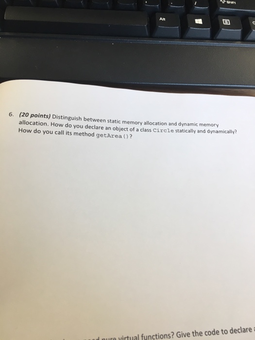 Solved Distinguish between static memory allocation and | Chegg.com Solved Distinguish between static memory allocation and | Chegg.com