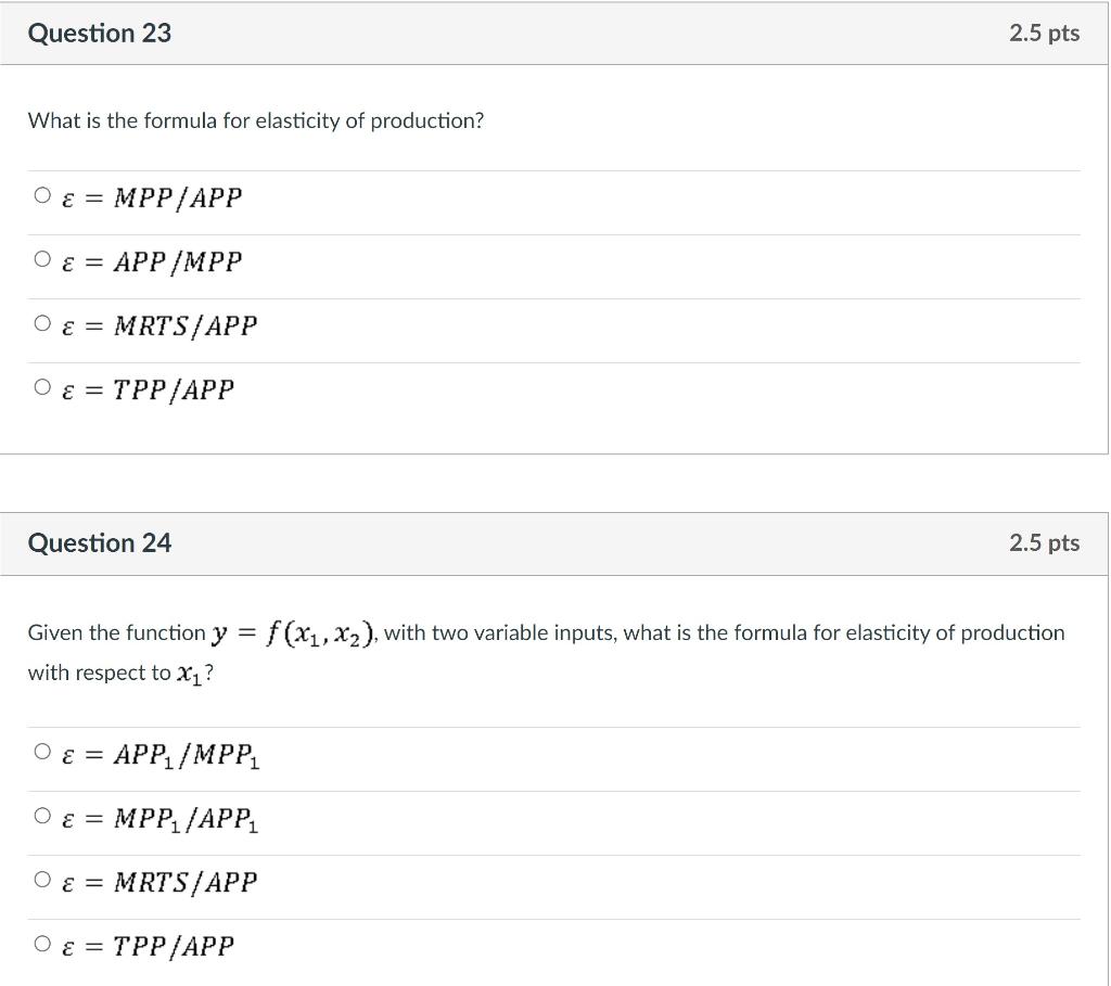 Solved Question 23 2.5 pts What is the formula for | Chegg.com