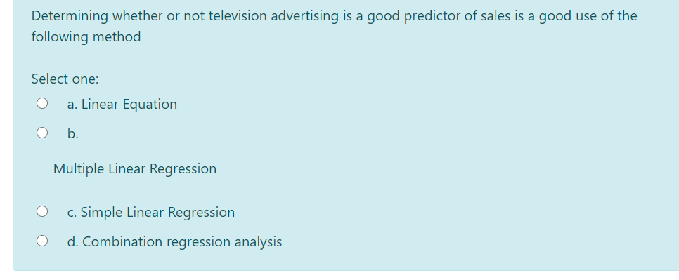 Solved Determining whether or not television advertising is | Chegg.com