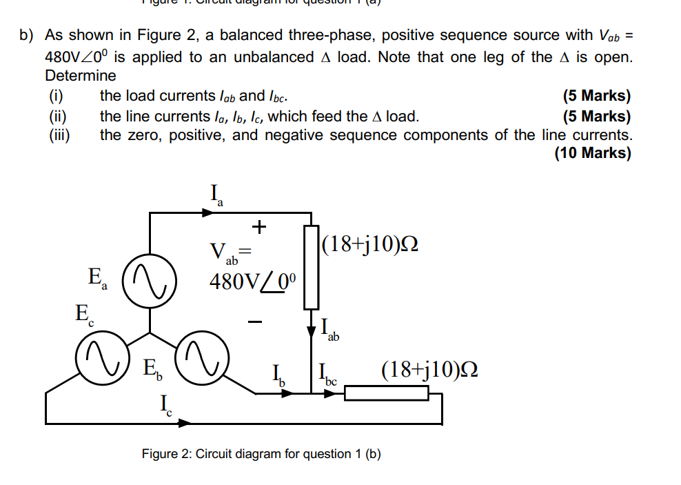 Solved b) As shown in Figure 2, a balanced three-phase, | Chegg.com