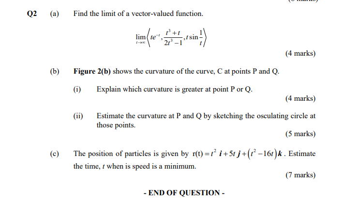 Solved Q2 (a) Find the limit of a vector-valued function. | Chegg.com
