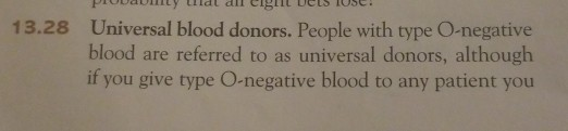 Solved Universal blood donors. People with type O-negative | Chegg.com
