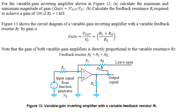 Solved For the variable-gain inverting amplifier shown in | Chegg.com Solved For the variable-gain inverting amplifier shown in | Chegg.com