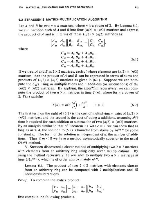 Refer to Strassen’s algorithm for matrix | Chegg.com