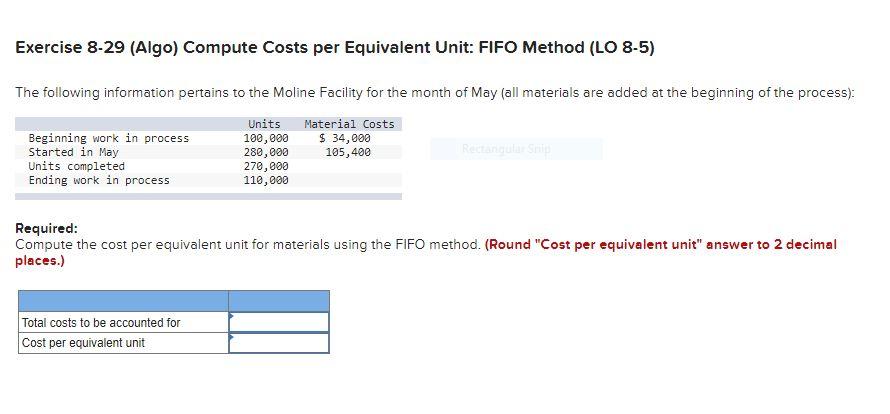 Solved Exercise 8-29 (Algo) Compute Costs per Equivalent | Chegg.com