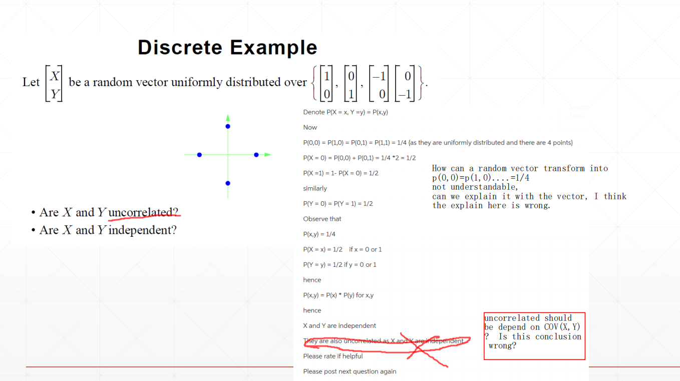 Solved Discrete Example S[i] To (o 1 Let be a random vector | Chegg.com