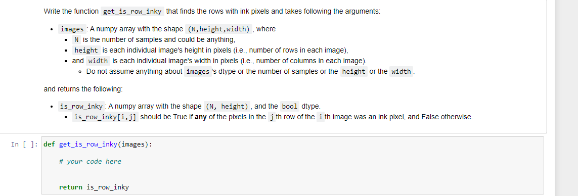 Write the function get_is_row_inky that finds the | Chegg.com