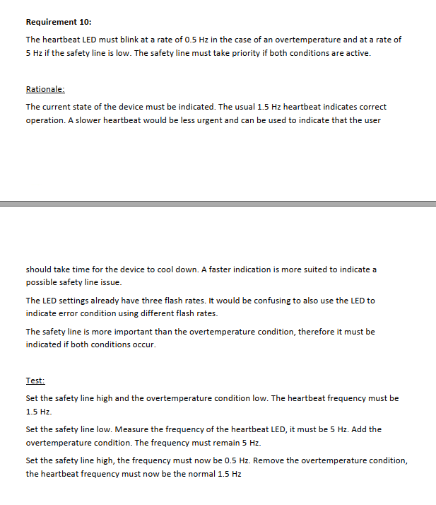 Solved Requirement 10: The heartbeat LED must blink at a | Chegg.com