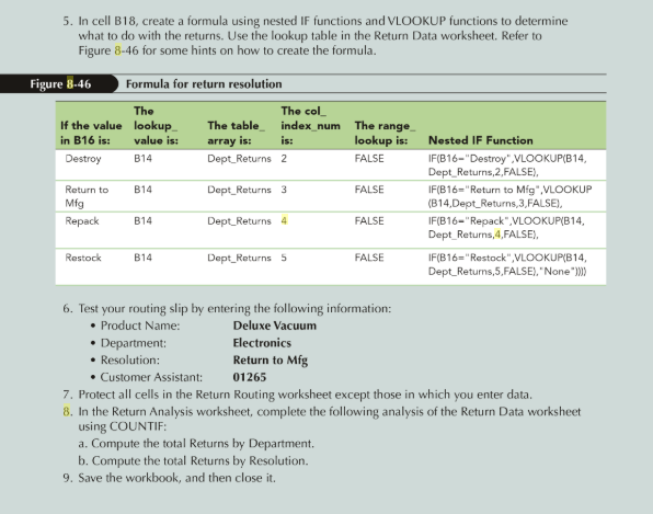 5. In cell B18 create a formula using nested IF | Chegg.com
