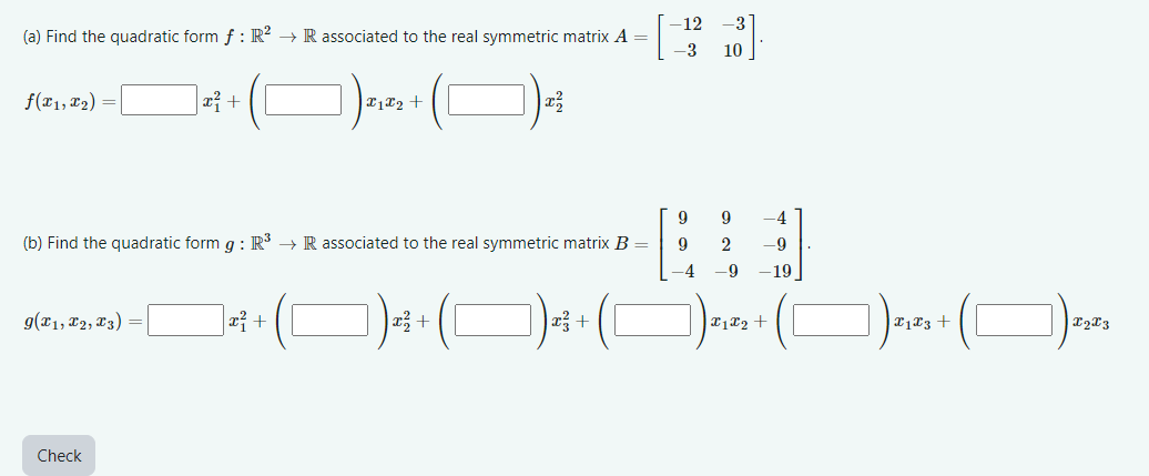 Solved (a) Find the quadratic form \\( f: \\mathbb{R}^{2} | Chegg.com