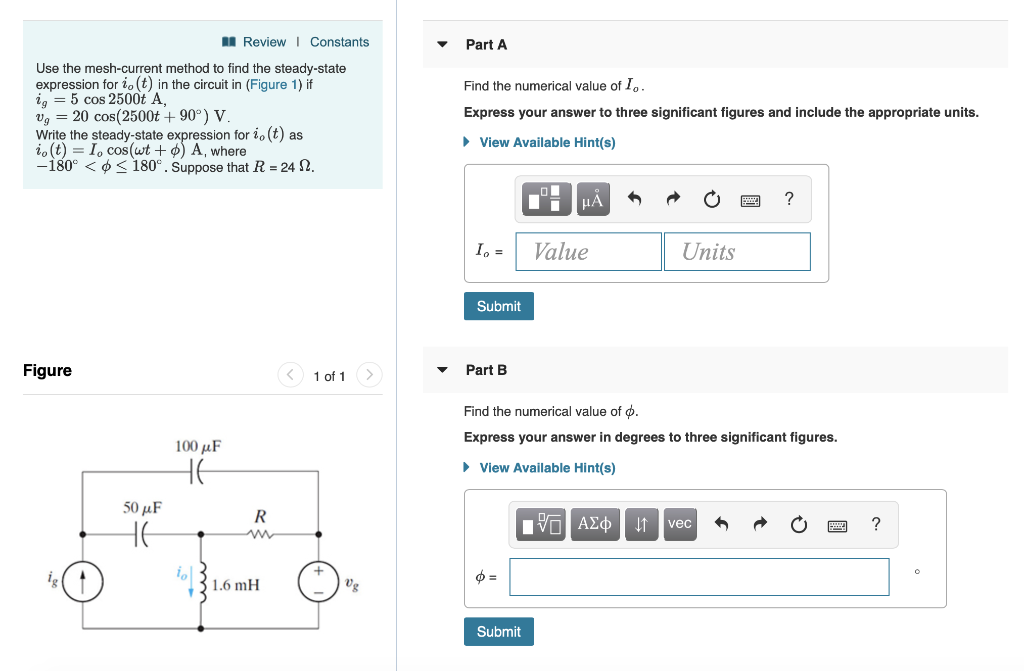 Solved ReviewI Constants Part A Use the mesh-current method | Chegg.com