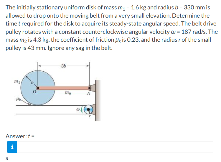 Solved The initially stationary uniform disk of ﻿mass | Chegg.com
