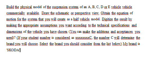 Build the physical model of the suspension system of | Chegg.com