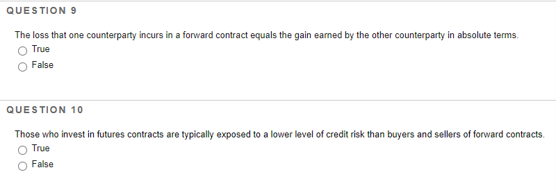 Solved QUESTIONS The loss that one counterparty incurs in a | Chegg.com