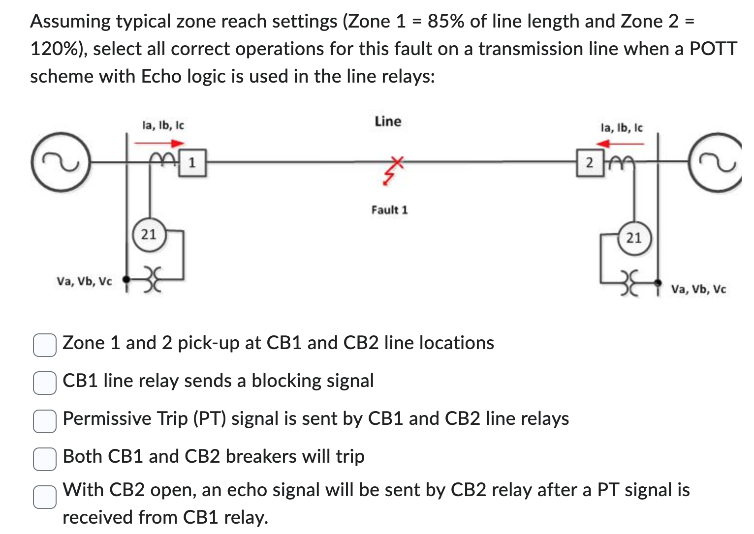 Solved Assuming typical zone reach settings (Zone 1=85% of | Chegg.com