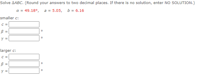 Solved Solve AABC. (Round your answers to two decimal | Chegg.com