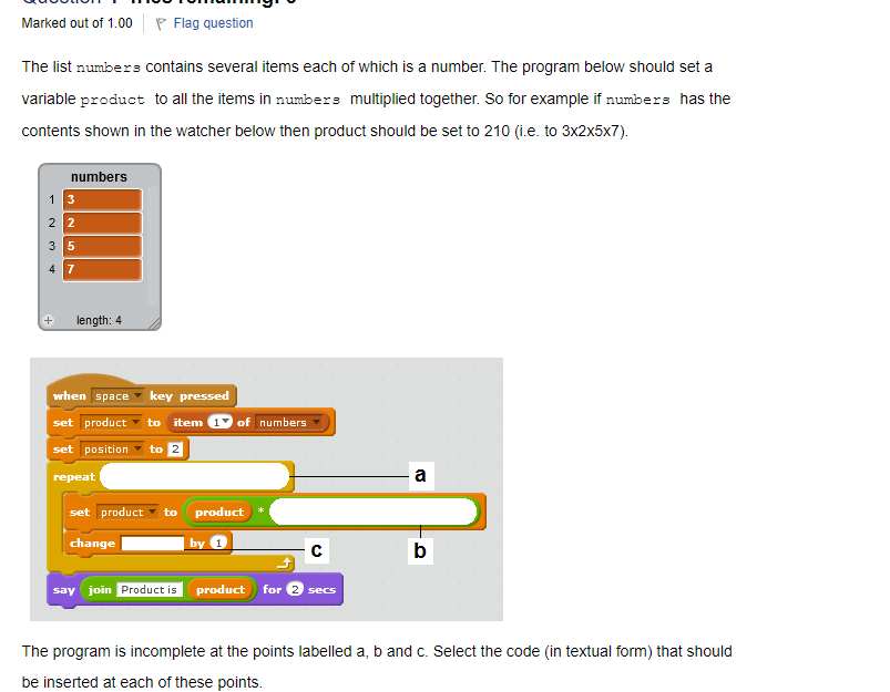 Solved The list numbers contains several items each of which | Chegg.com