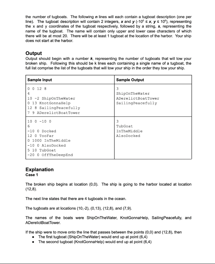 Solved Tugboat Troubles Objective Give practice with sorting | Chegg.com