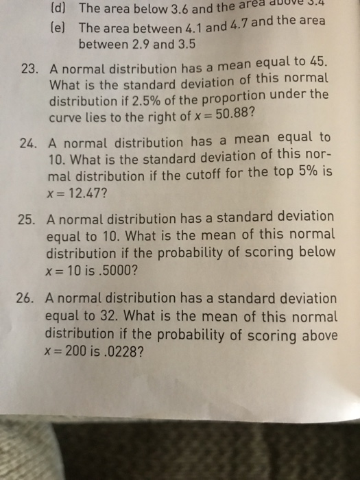 Solved (d) The area below 3.6 and the ared d003.4 (e) The | Chegg.com