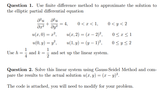 Solved Question 1. Use finite difference method to | Chegg.com