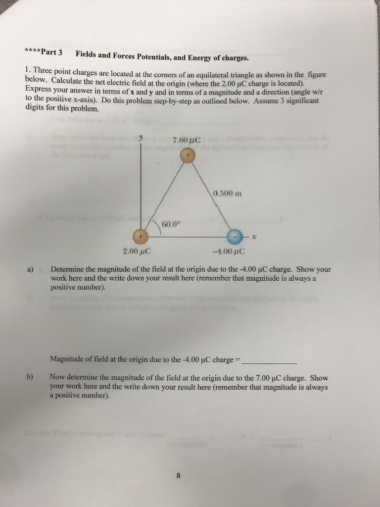 Solved Three point charges are located at the corners of an | Chegg.com