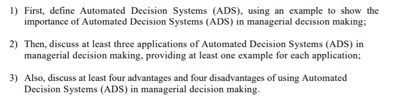1) First, define Automated Decision Systems (ADS), | Chegg.com