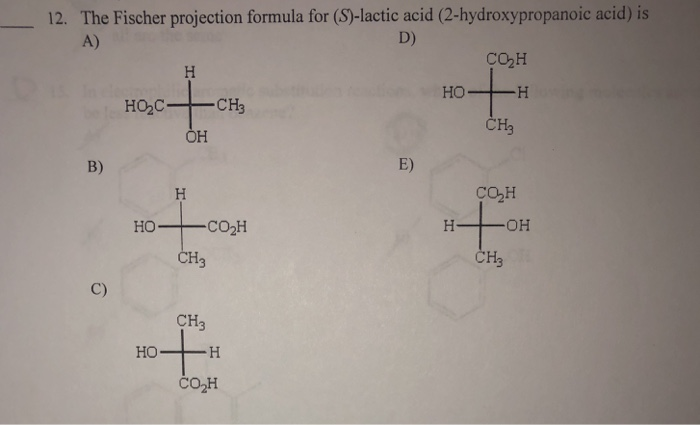Solved The Fischer projection formula for (S)-lactic acid | Chegg.com