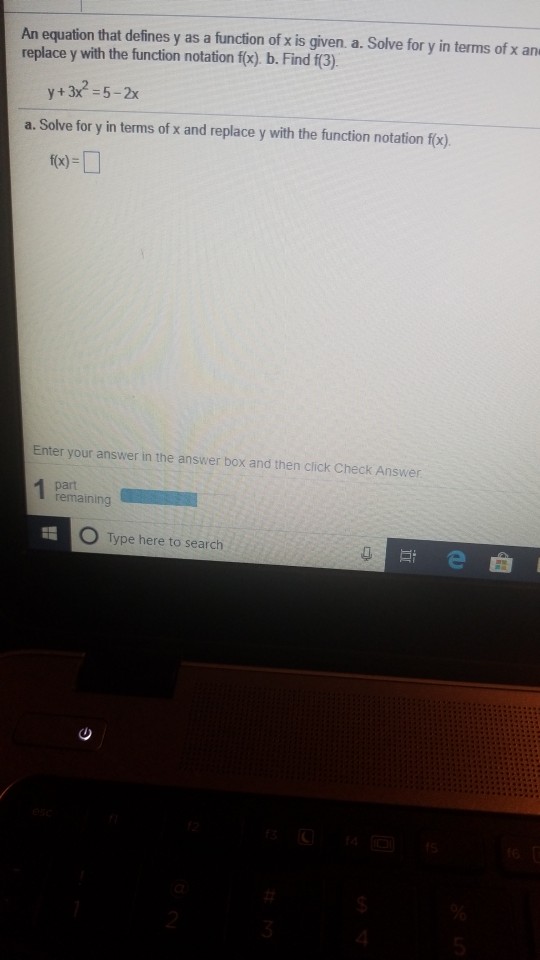 Solved An equation that defines y as a function of x is | Chegg.com