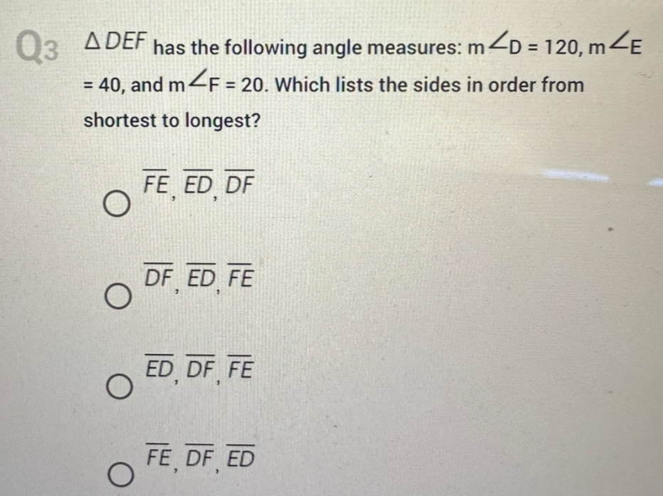 Solved ????DEF ﻿has the following angle measures: | Chegg.com