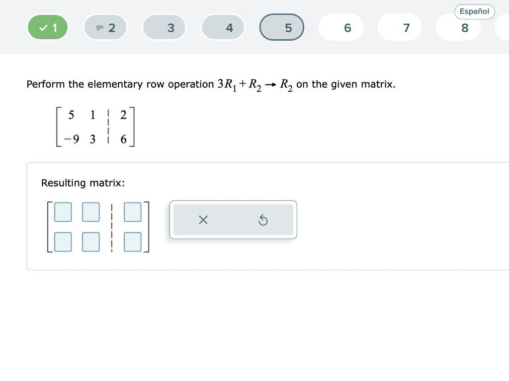 Solved Perform the elementary row operation 3R1+R2→R2 on the | Chegg.com