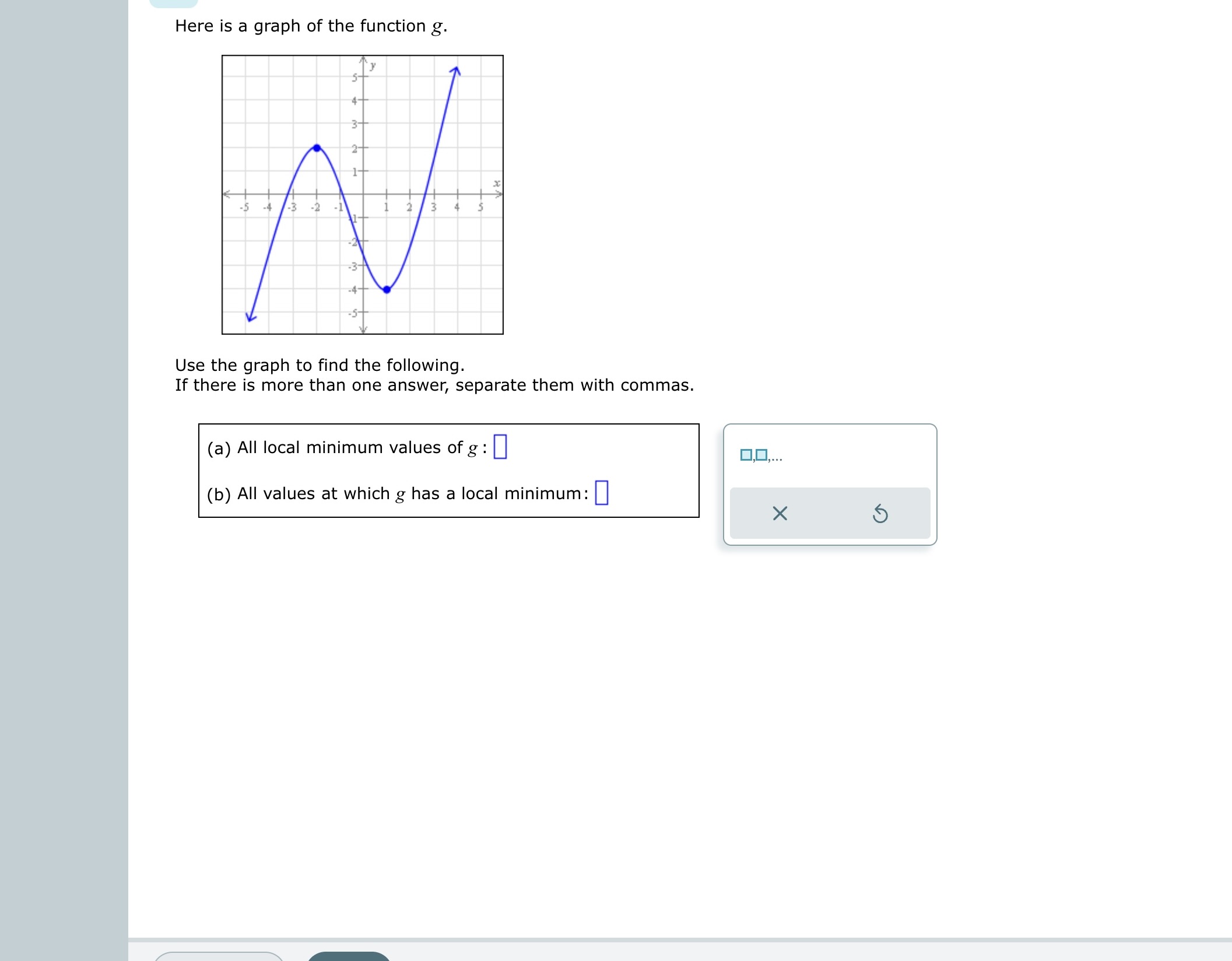 Solved Here is a graph of the function g. Use the graph to | Chegg.com