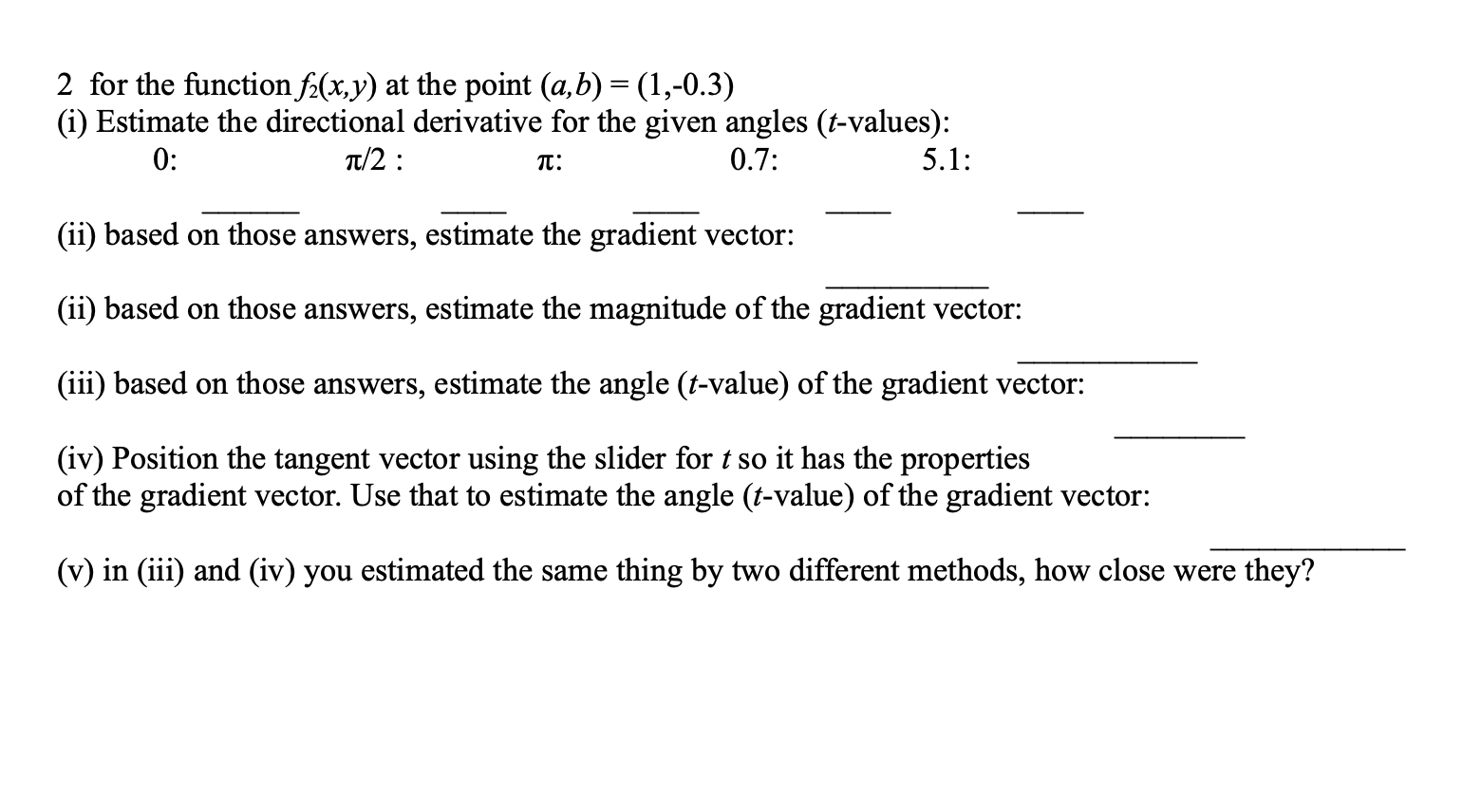 Lab 7 - Directional Derivative & Gradient Calculus 3, | Chegg.com