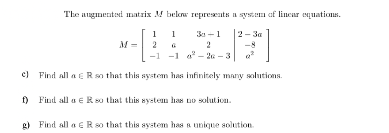 Solved The augmented matrix M below represents a system of | Chegg.com