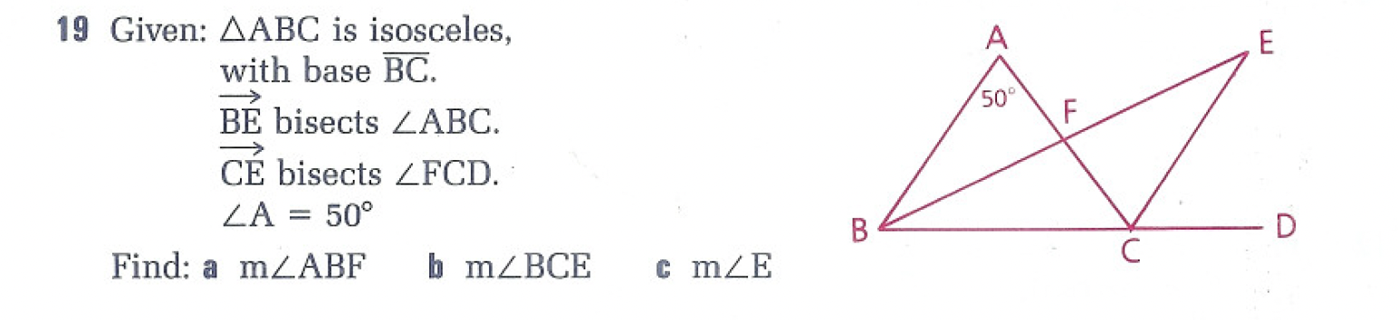 Solved 19 ﻿Given: ????ABC ﻿is isosceles,with base | Chegg.com